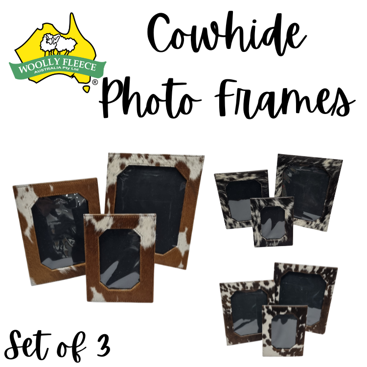 COWHIDE PHOTO FRAMES - SET OF 3 – Woolly Fleece Australia